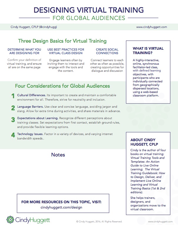 Designing Virtual Training For Global Audiences - Cindy Huggett